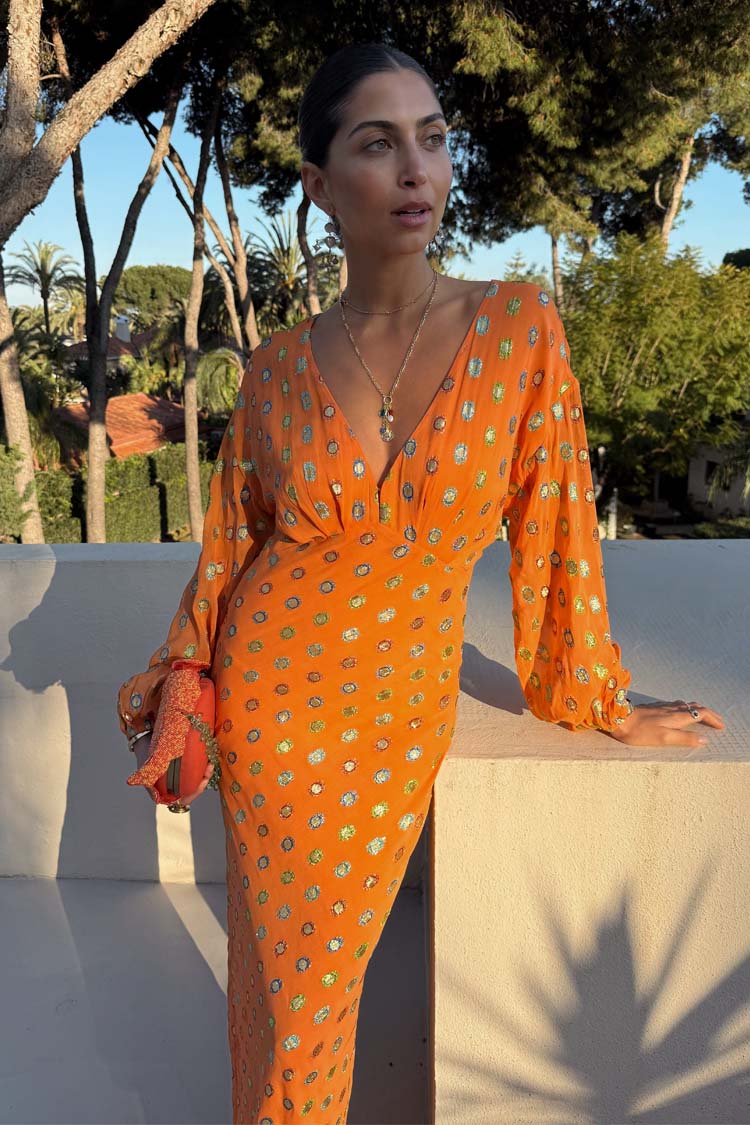 Coral Multi Foil Emma Dress – Never Fully Dressed