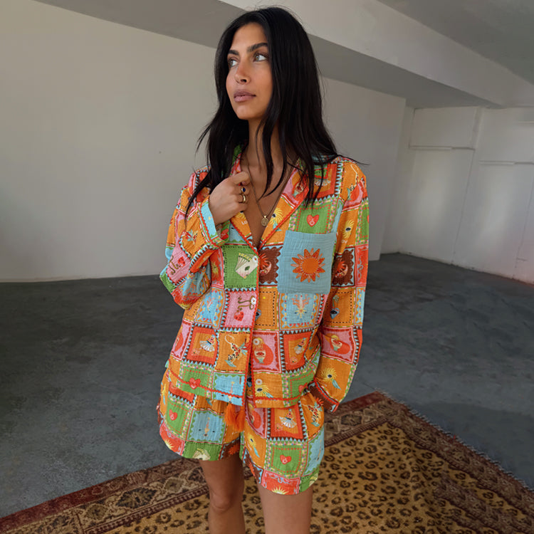 Soller Patchwork Button Through Pyjamas – Never Fully Dressed
